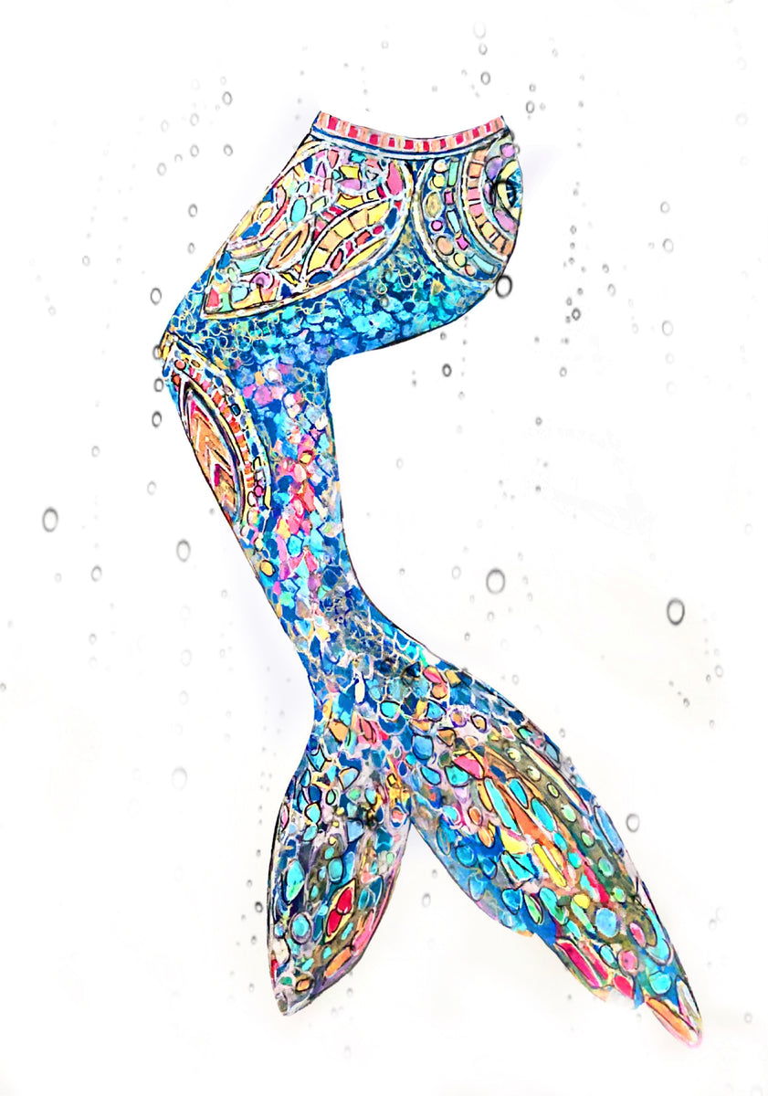 Blue Mosaic Mermaid Tail – DB Designs